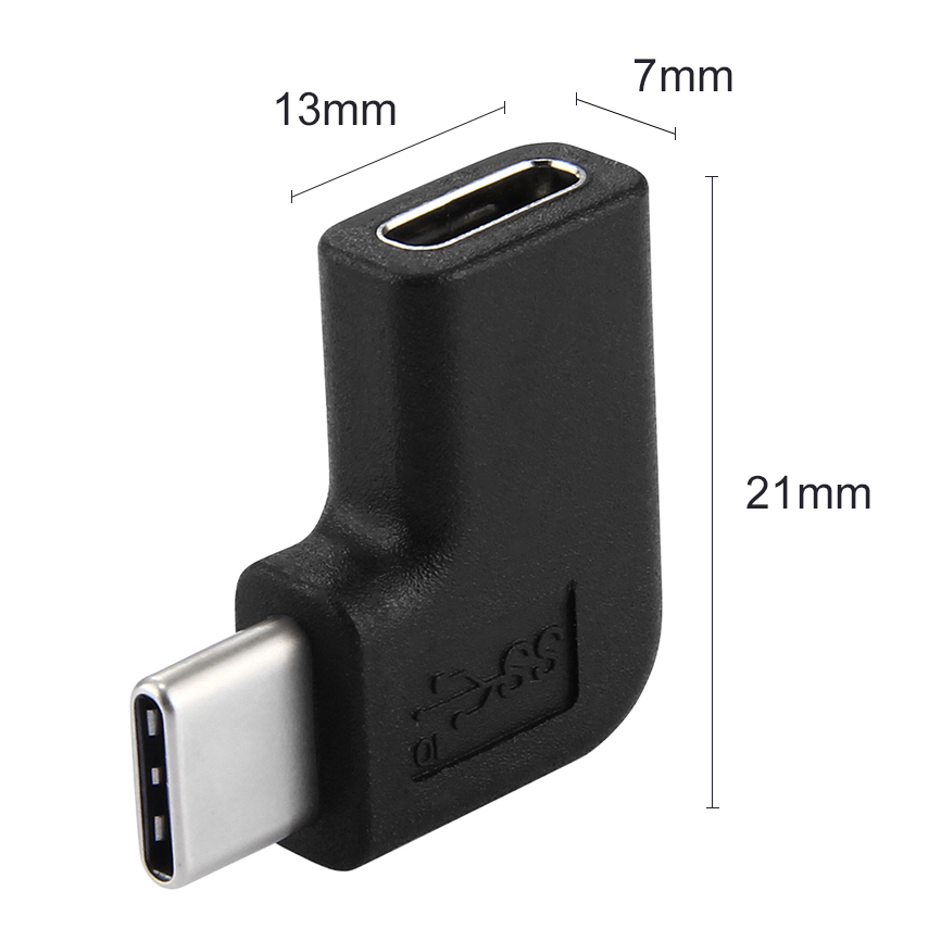 Right Angle USB Type-C Extender Adapter (Male to Female)